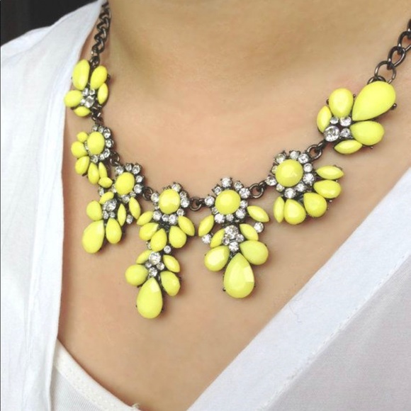 Jewelry | Neon Yellow Rhinestone Necklace | Poshmark